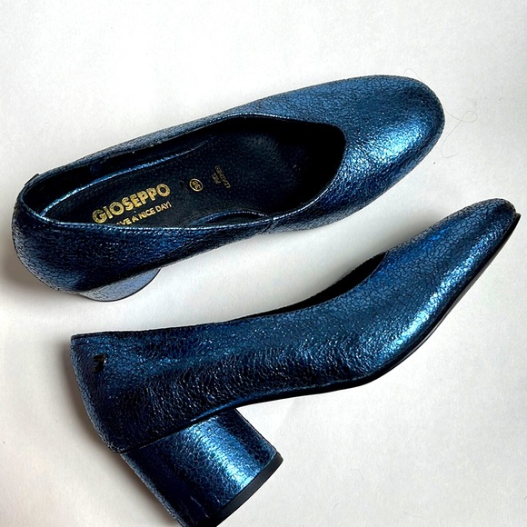 Gioseppo | Shoes | Gioseppo Metallic Sapphire Blue Heels 75 38 | Poshmark